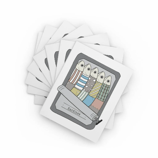 Set of 8 Sardines Greeting Cards with Envelopes :: Banana Slug Studio